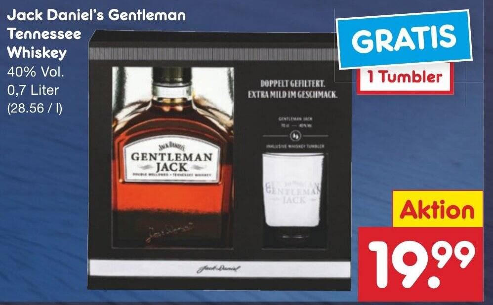 Jack Daniel's Gentleman Whiskey 0,7 Liter Angebot bei Netto Marken-Discount
