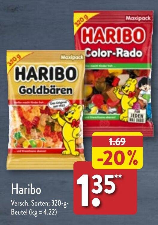 HARIBO 320 g Beutel Angebot bei Aldi Nord