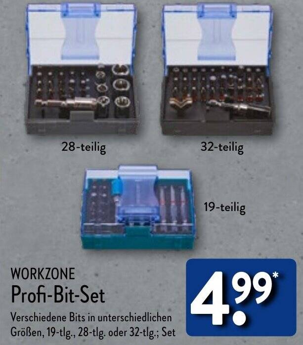 WORKZONE Profi-Bit-Set 19-tlg., 28-tlg. oder 32-tlg. Angebot bei Aldi Nord