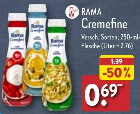 RAMA Cremefine 250 ml Flasche Angebot bei Aldi Nord