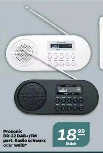 Prosonic Dr-22 Dab+ Fm Port. Radio Schwarz Oder Weiß Angebot bei NETTO