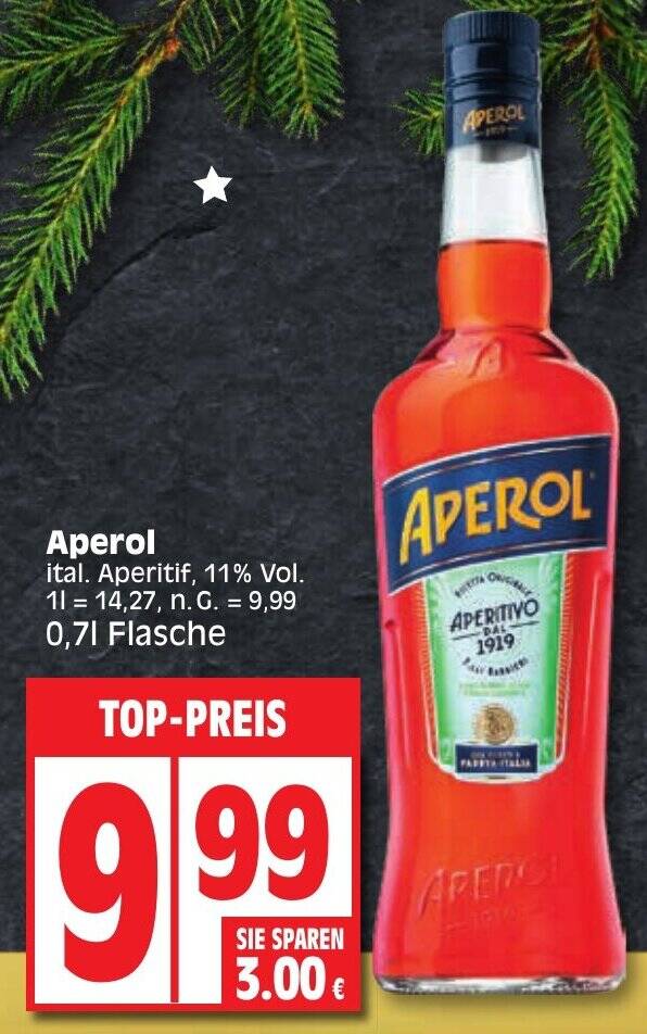 Aperol 0,7 L Flasche Angebot bei Edeka