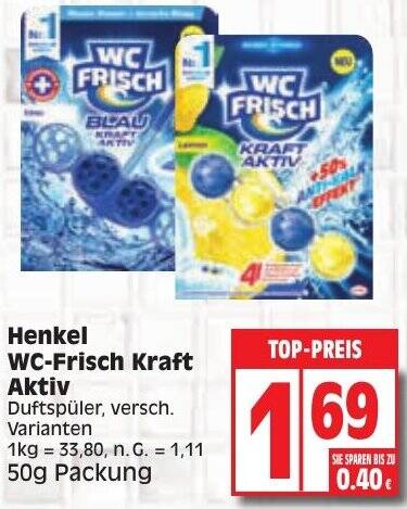 Henkel WC-Frisch Kraft Aktiv 50 g Packung Angebot bei Edeka