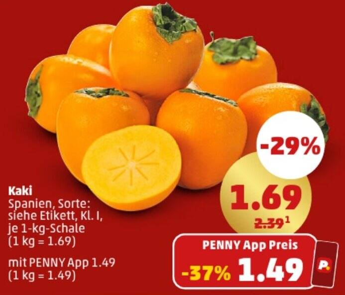 Kaki 1 kg Schale Angebot bei PENNY