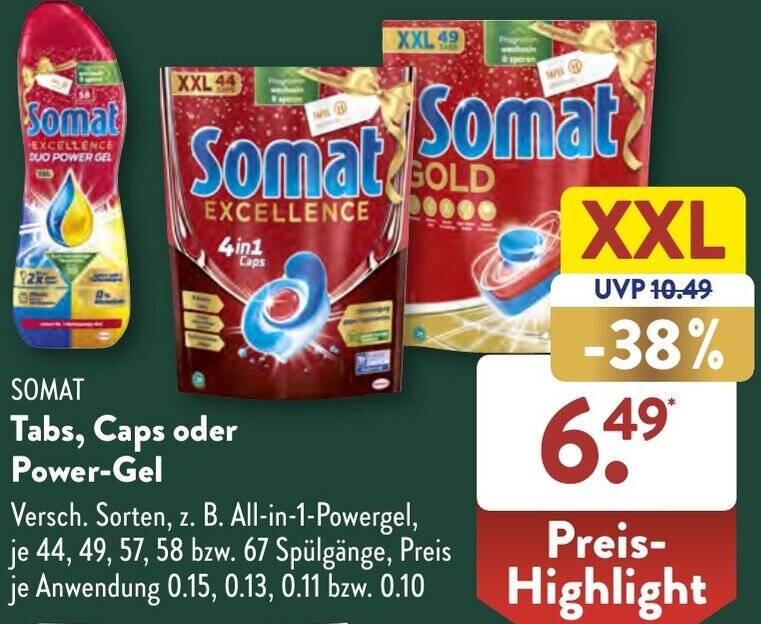 SOMAT Tabs, Caps oder Power-Gel Angebot bei Aldi Süd