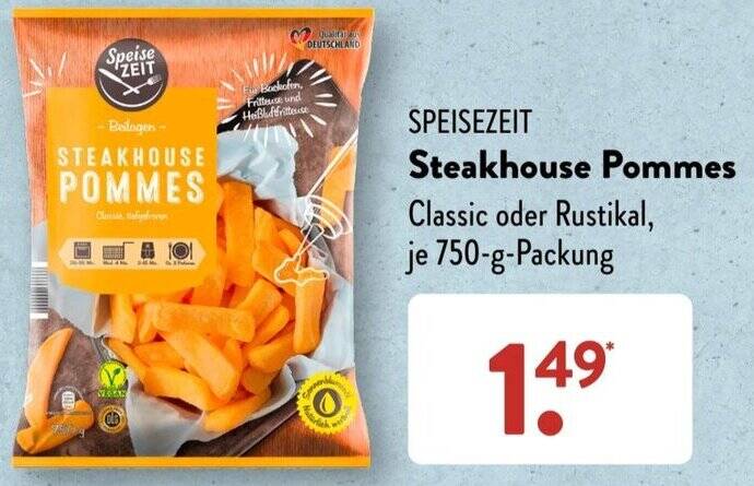 SPEISEZEIT Steakhouse Pommes 750 g Packung Angebot bei Aldi Süd