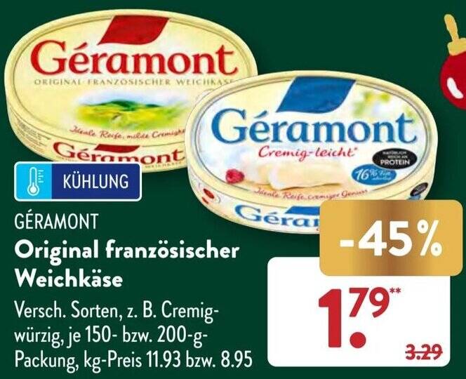 GÉRAMONT Original französischer Weichkäse 150-200 g Packung Angebot bei ...