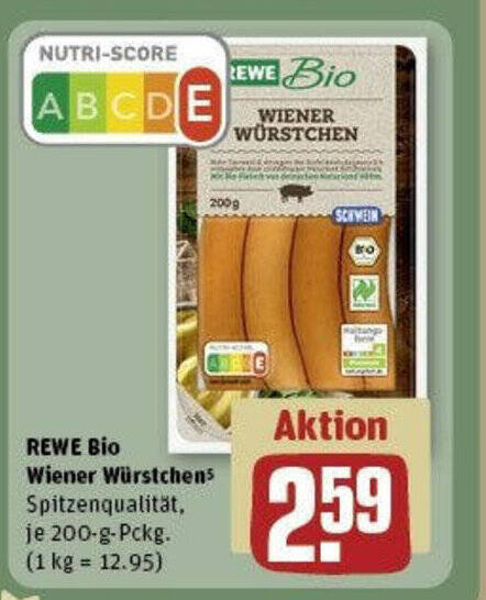 REWE Bio Wiener Würstchens Spitzenqualität, je 200-g-Pckg. Angebot bei REWE