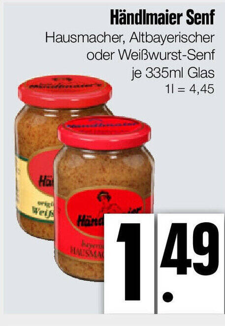 Händlmaier Senf Hausmacher, Altbayerischer oder Weißwurst-Senf je 335ml ...