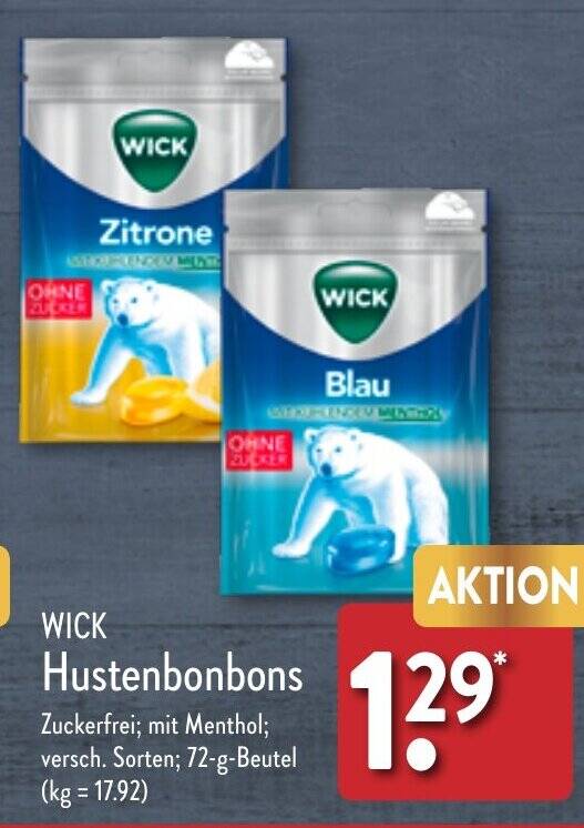 WICK Hustenbonbons 72-g-Beutel Angebot bei Aldi Nord