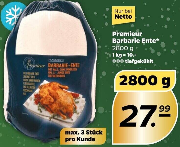 Premieur Barbarie Ente 2800 g Angebot bei NETTO