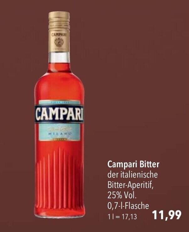 Campari Bitter der italienische Bitter-Aperitif, 25% Vol. 0,7-1-Flasche Angebot bei CITTI Markt