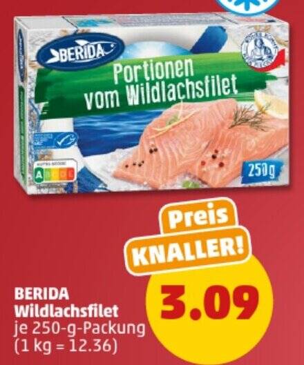 BERIDA Wildlachsfilet 250 g Packung Angebot bei PENNY
