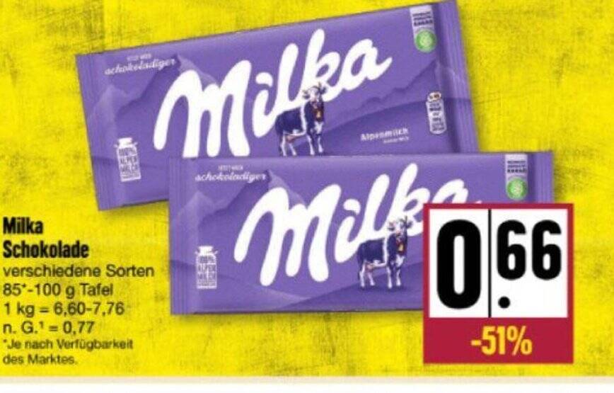 Milka Schokolade verschiedene Sorten 85'-100 g Angebot bei nah & gut