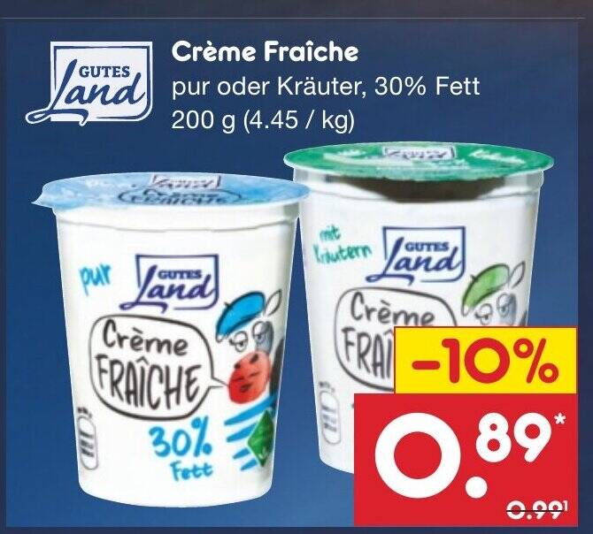 GUTES Land Crème Fraîche pur oder Kräuter, 30% Fett 200 g Angebot bei ...