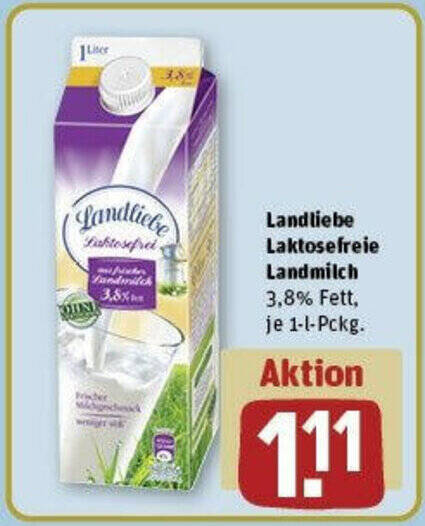 Landliebe Laktosefreie Landmilch 1-l-Pckg. Angebot bei REWE
