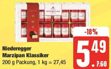 Niederegger Marzipan Klassiker 200 g Packung Angebot bei Edeka