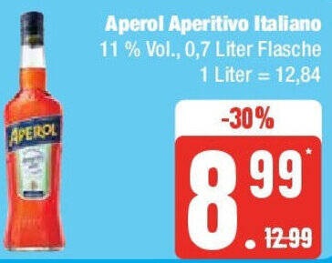 Aperol Aperitivo Italiano 0,7 Liter Flasche Angebot bei Edeka