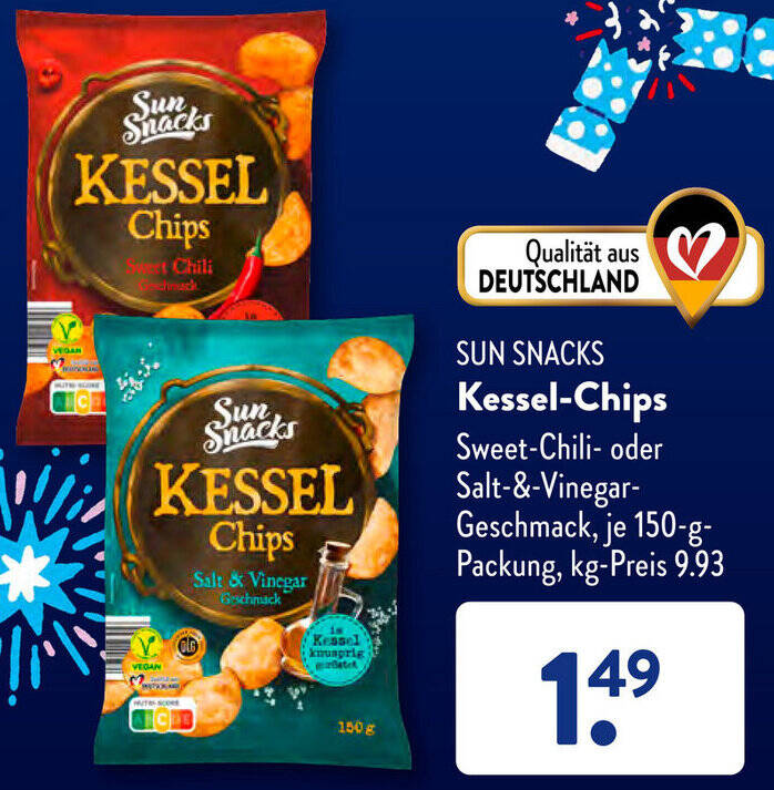 SUN SNACKS Kessel-Chips 150 g Packung Angebot bei Aldi Süd