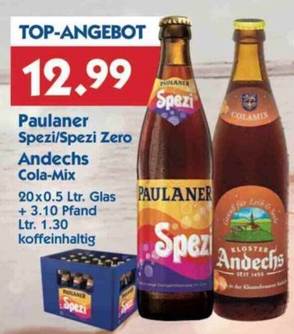 Paulaner Spezi/Spezi Zero o. Andechs Cola-Mix 20x0.5 Ltr. Angebot bei ...