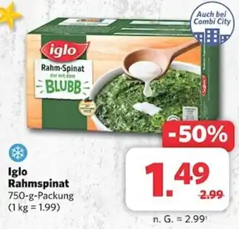 Iglo Rahmspinat 750-g-Packung Angebot bei Combi