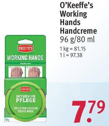 O'Keeffe's Working Hands Handcreme 96 g/80 ml Angebot bei Rossmann
