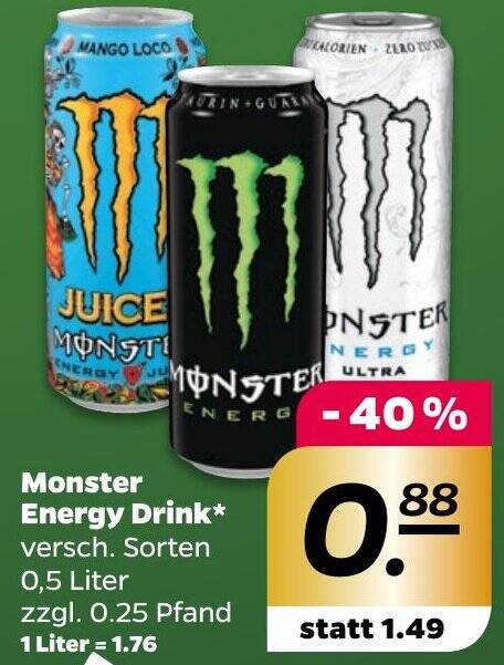 Monster Energy Drink 0,5 Liter Angebot bei NETTO