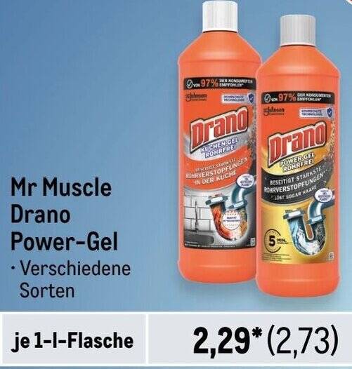 Mr Muscle Drano Power-Gel 1 L Flasche Angebot bei METRO