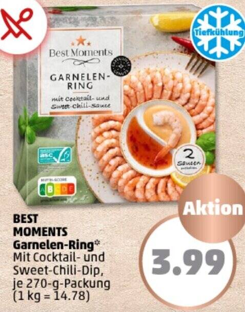 BEST MOMENTS Garnelen-Ring 270 g Packung Angebot bei PENNY