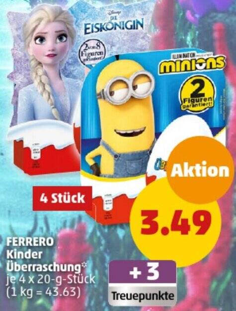 FERRERO Kinder Überraschung 4 x 20 g Stück Angebot bei PENNY