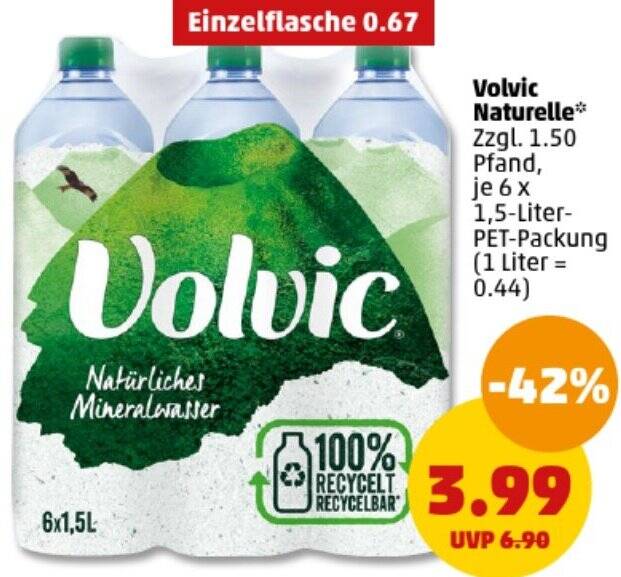 Volvic Naturelle 6x1,5 Liter Packung Angebot bei PENNY
