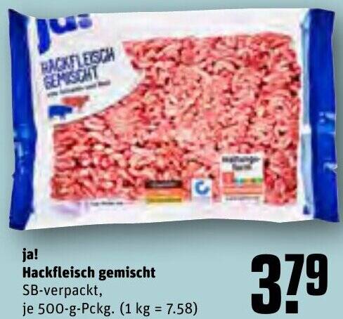 ja! Hackfleisch gemischt 500 g Pckg. Angebot bei REWE