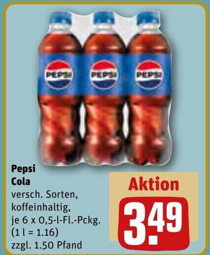 Pepsi Cola 6 x 0,5-l-Fl. Pckg. Angebot bei REWE