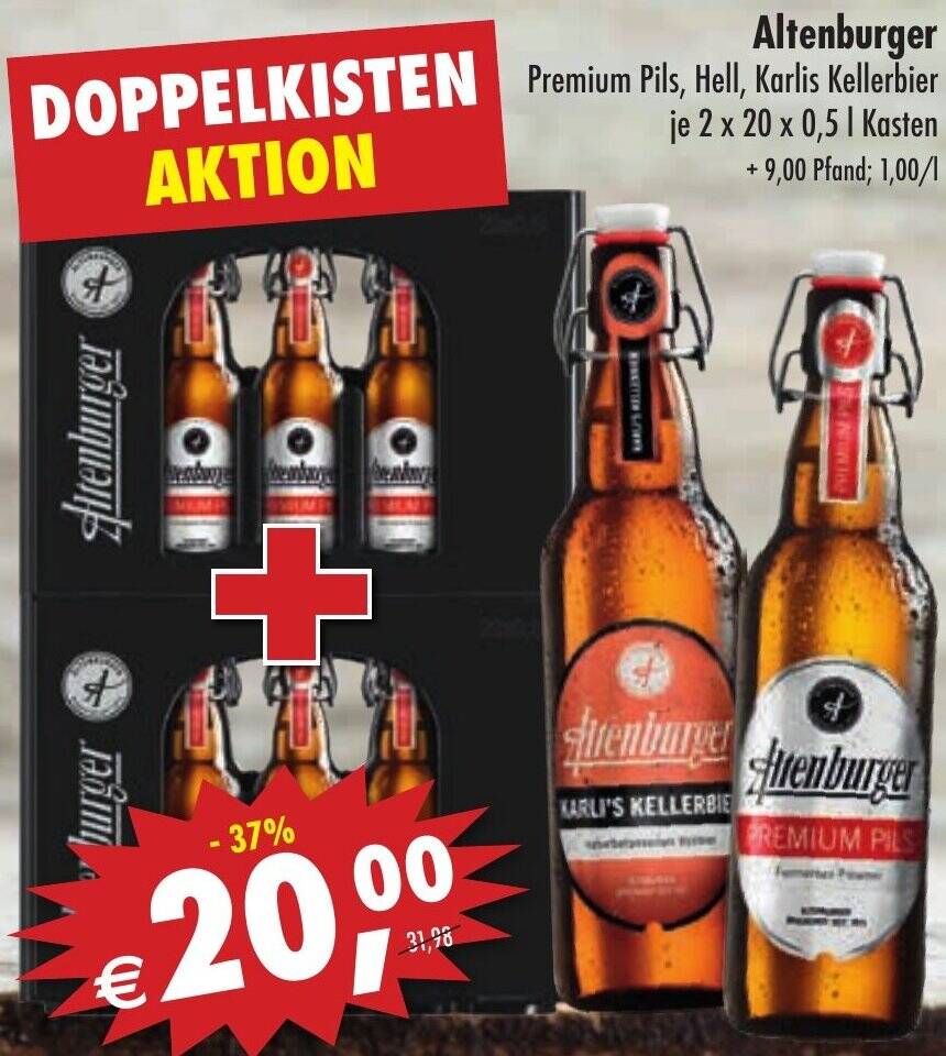 Altenburger Premium Pils 2 x 20 x 0,5 L Kasten Angebot bei Lösch Depot