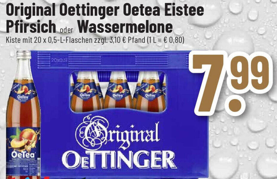 Original Oettinger Oetea Eistee Pfirsich oder Wassermelone 20x0,5 L ...