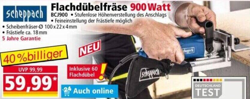 scheppach Flachdübelfräse 900 Watt Angebot bei Norma