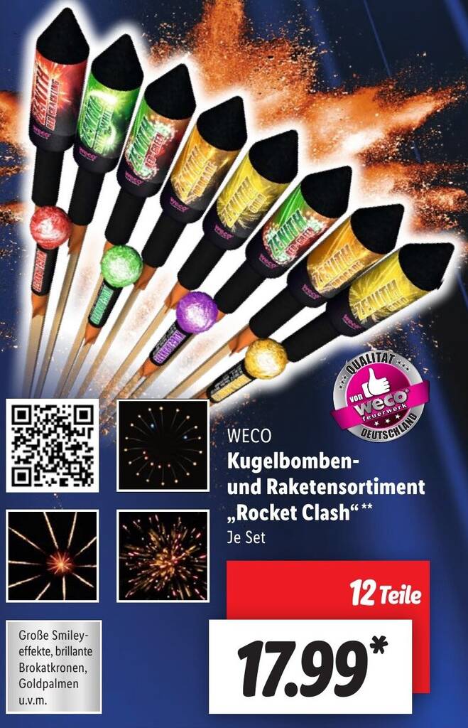 WECO Kugelbomben und Raketensortiment ,,Rocket Clash" 12 Teile Angebot ...