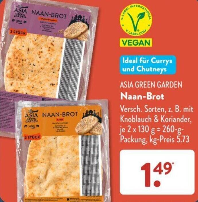ASIA GREEN GARDEN Naan-Brot 260 g Packung Angebot bei Aldi Süd