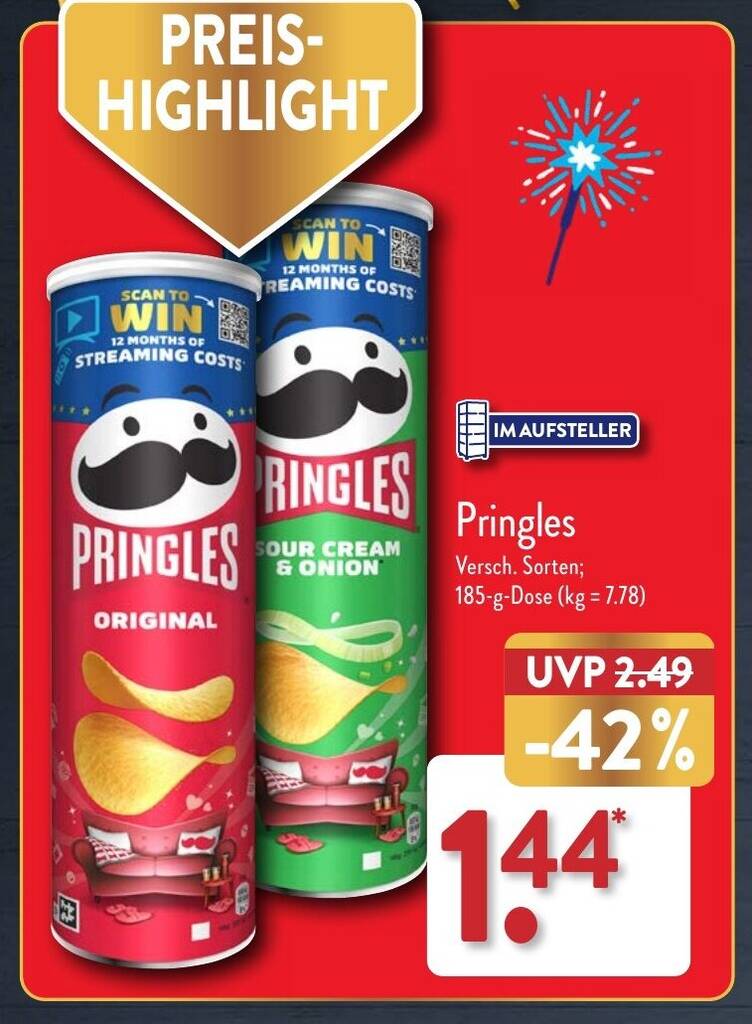 Pringles 185 g Dose Angebot bei Aldi Nord