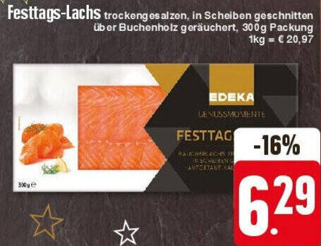 EDEKA Festtags-Lachs 300 g Packung Angebot bei Edeka