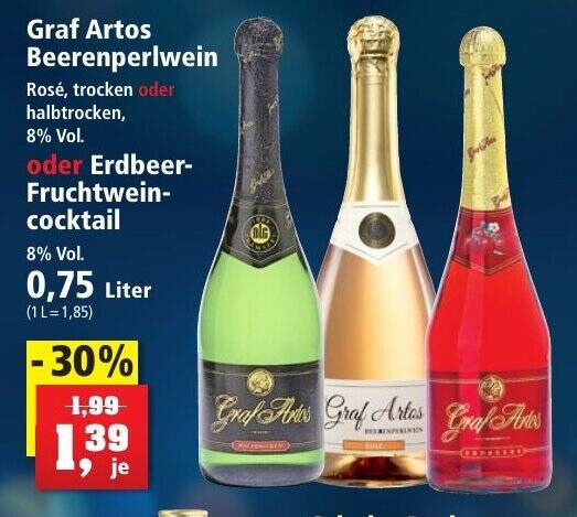 Graf Artos Beerenperlwein Rosé, oder Erdbeer-Fruchtwein-cocktail 0,75 ...