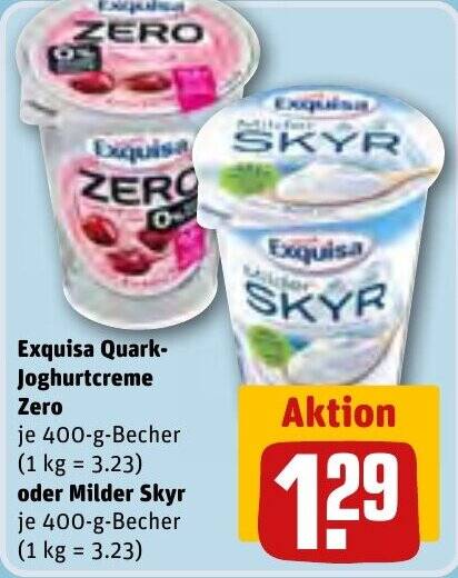 Exquisa Quark-Joghurtcreme Zero 400-g-Becher oder Milder Skyr 400-g ...