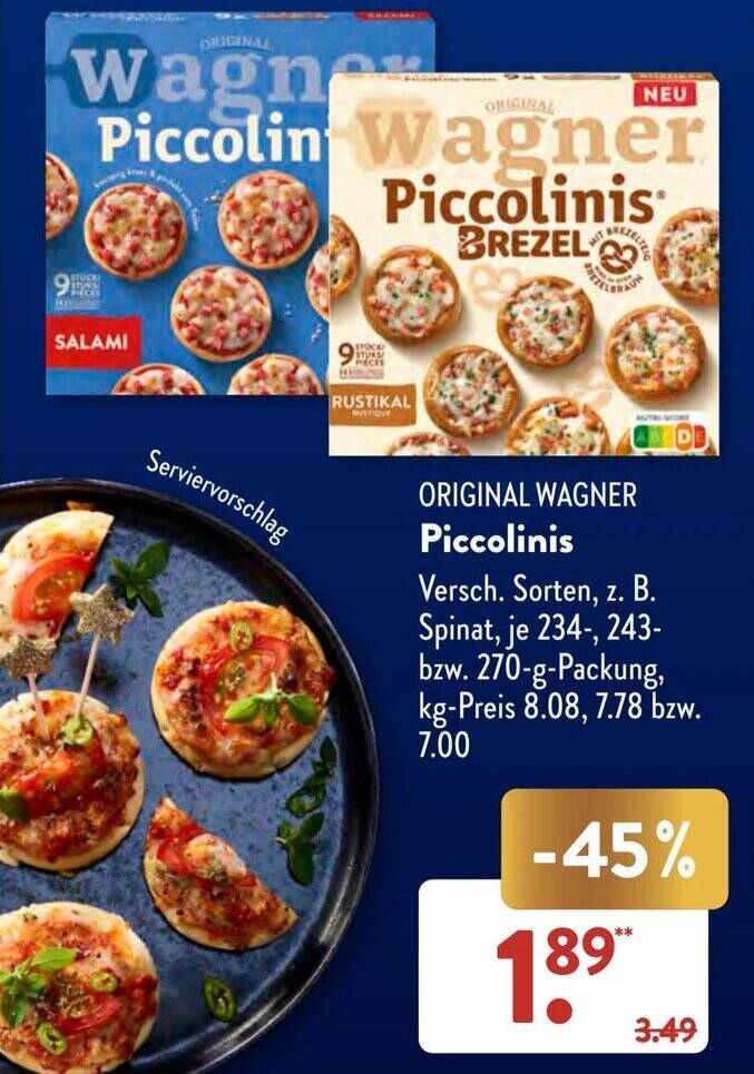 ORIGINAL WAGNER Piccolinis 270 g Packung Angebot bei Aldi Süd