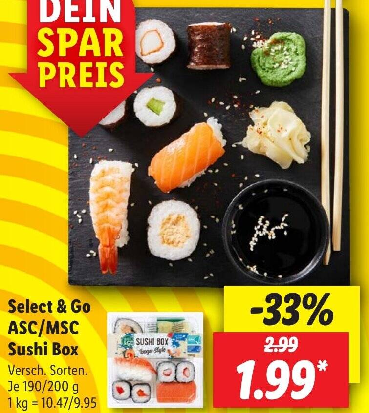 Select & Go ASC/MSC Sushi Box 190/200 g Angebot bei Lidl