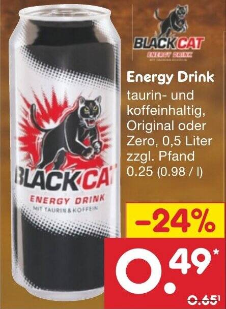 BLACK CAT Energy Drink 0,5 Liter Angebot bei Netto Marken-Discount