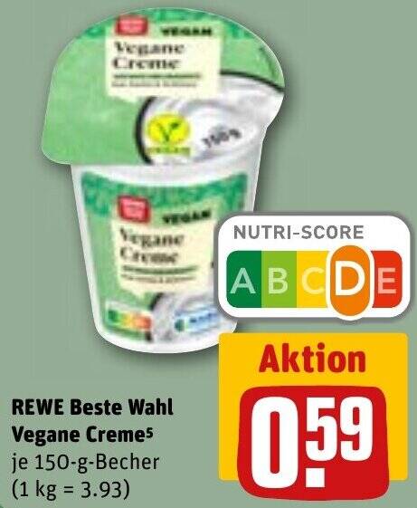 REWE Beste Wahl Vegane Creme 150 g Becher Angebot bei REWE