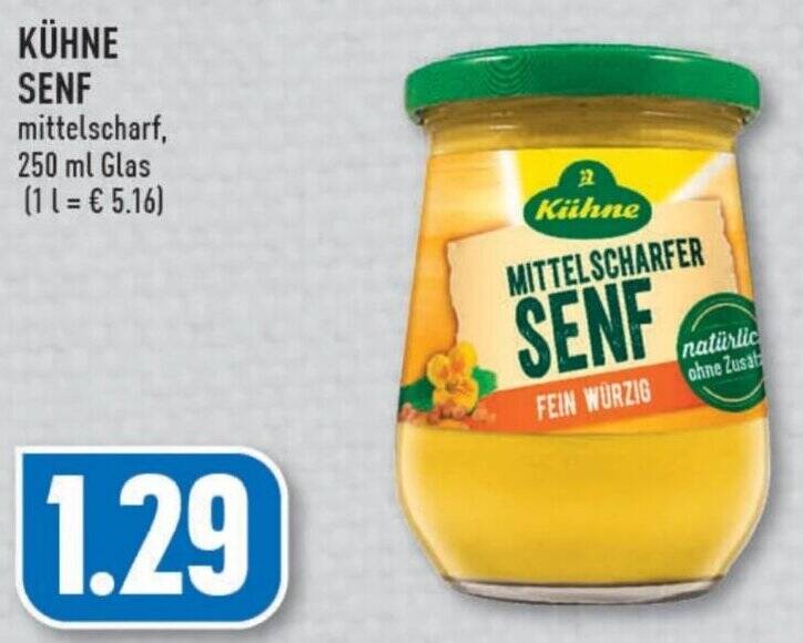 KÜHNE SENF 250 ml Glas Angebot bei Edeka