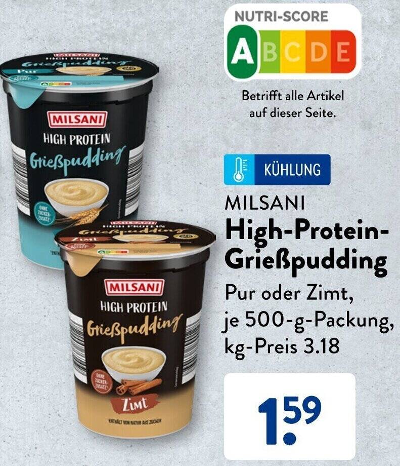 MILSANI High-Protein Grießpudding 500 g Packung Angebot bei Aldi Süd