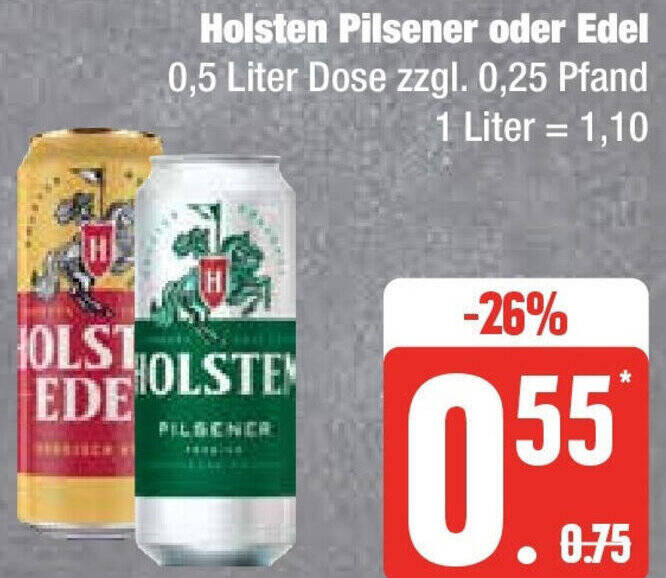 Holsten Pilsener oder Edel 0,5 Liter Dose Angebot bei Edeka