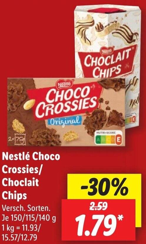 Nestlé Choco Crossies/ Choclait Chips 150/115/140 g Angebot bei Lidl